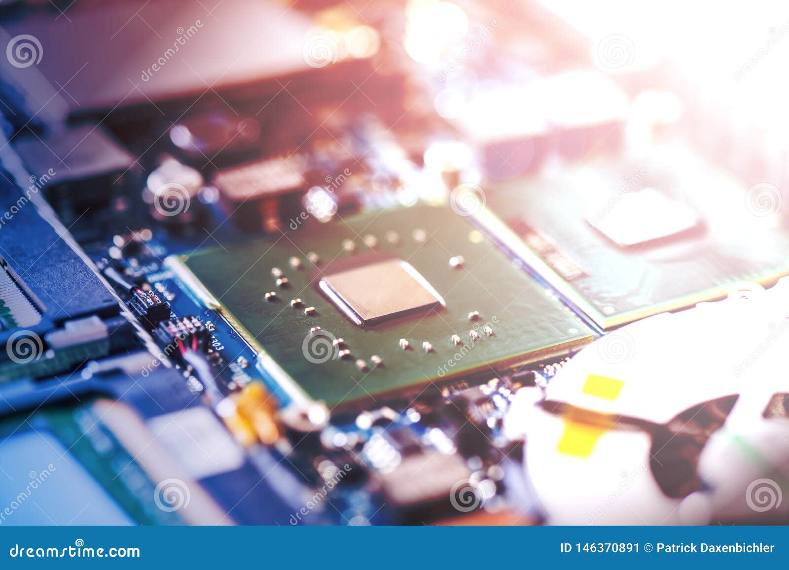 Concept of Computer Technology: Close Up of a Computer Chip on a ...