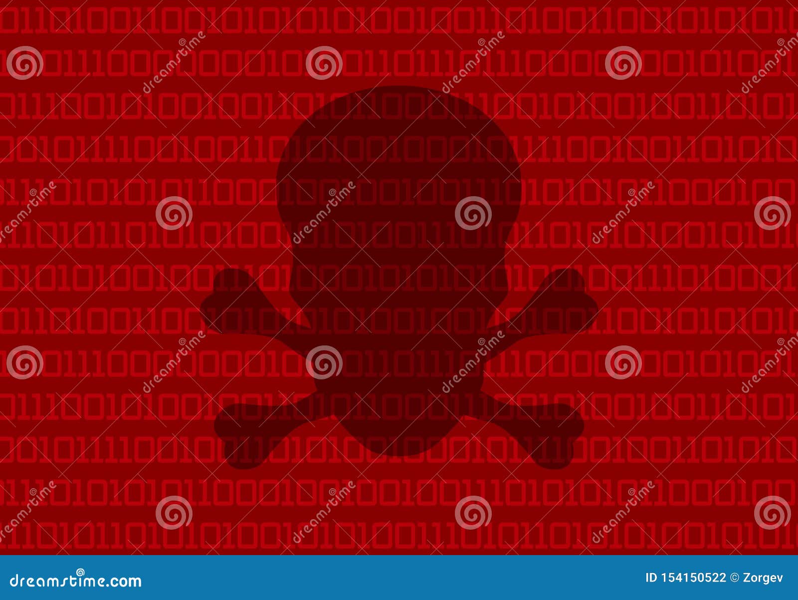 Concept of a Computer Virus and Binary Numbers with Red Skull Stock ...