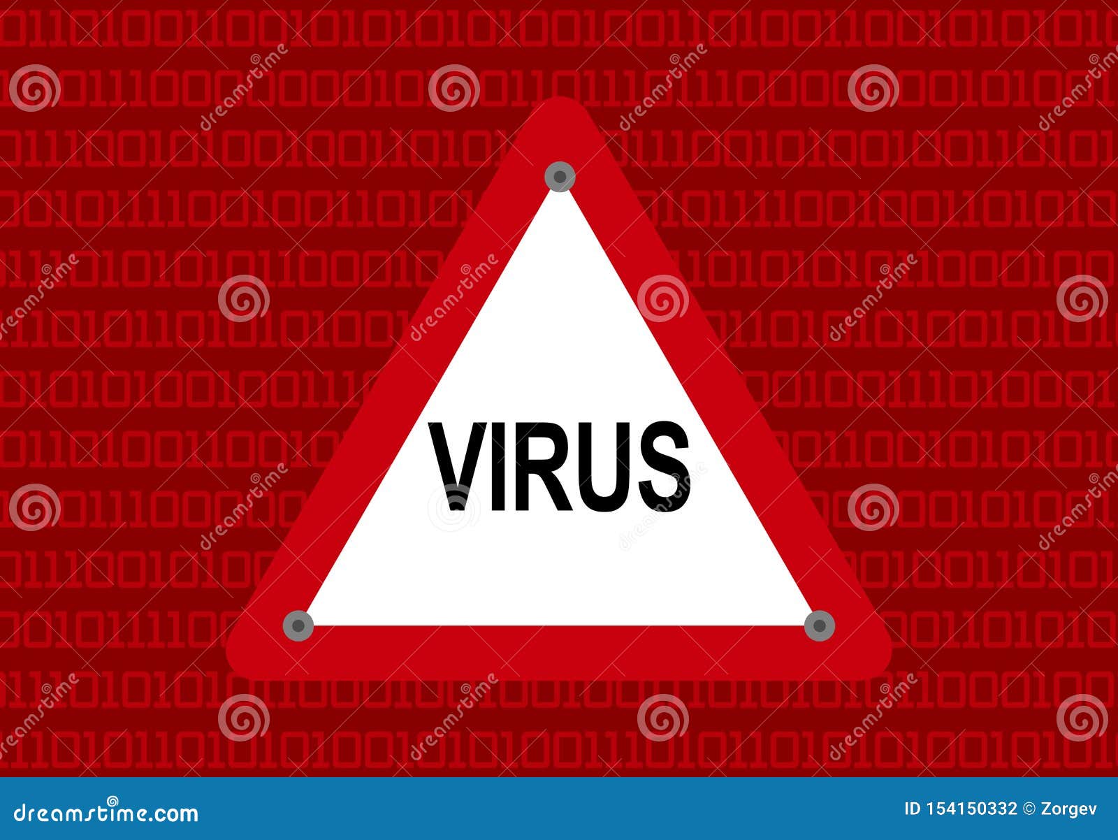Concept of a Computer Virus and Binary Numbers with Warning Sign Stock ...