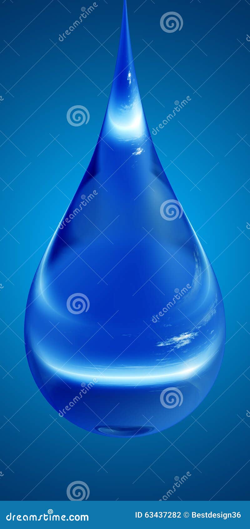 Concept or Conceptual Clean Cold Rain Water Liquid Drop Blue Gradient ...