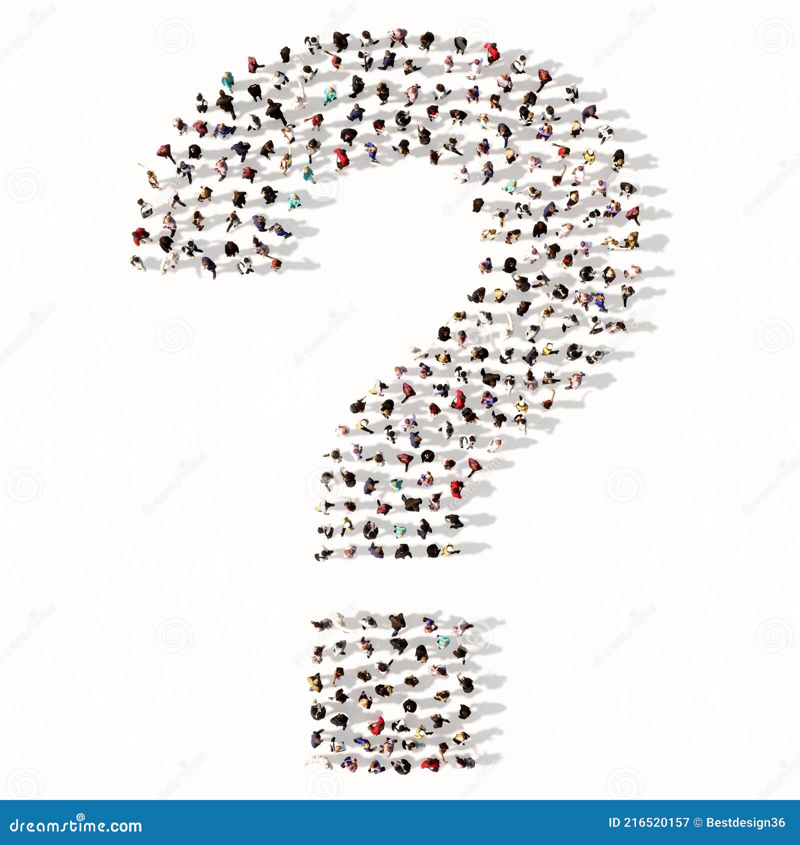 Large Community of People Forming the Question Mark. 3d Illustration ...