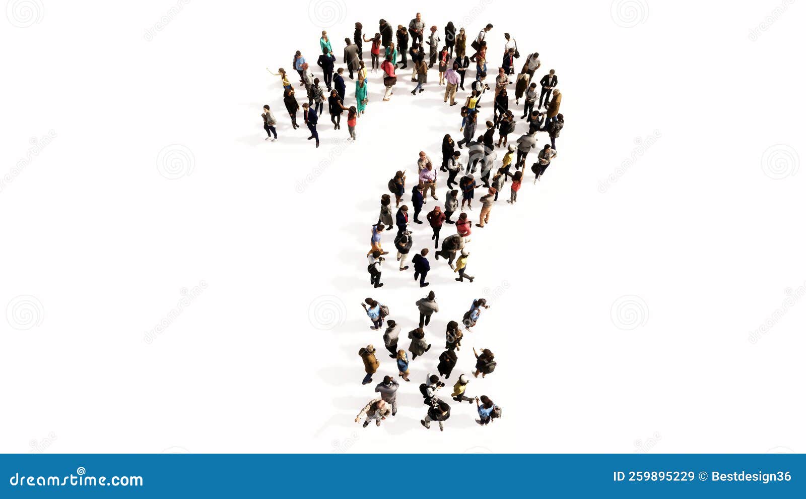 Large Community of People Forming the Question Mark. 3d Illustration ...