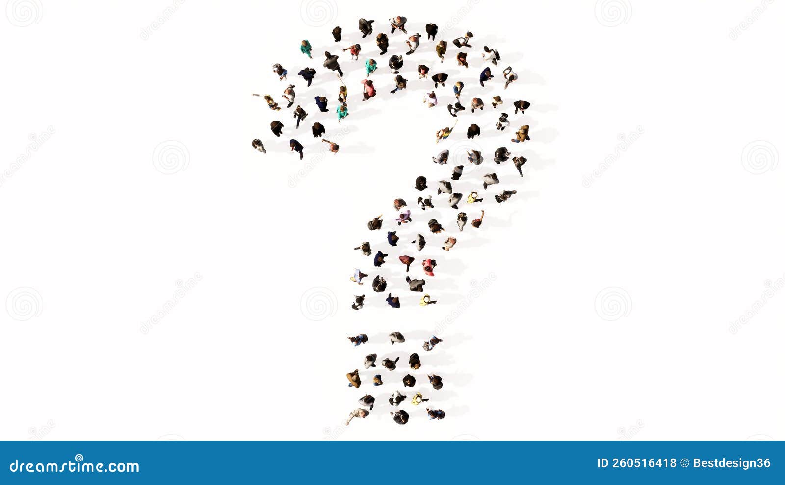 Large Community of People Forming the Question Mark. 3d Illustration ...