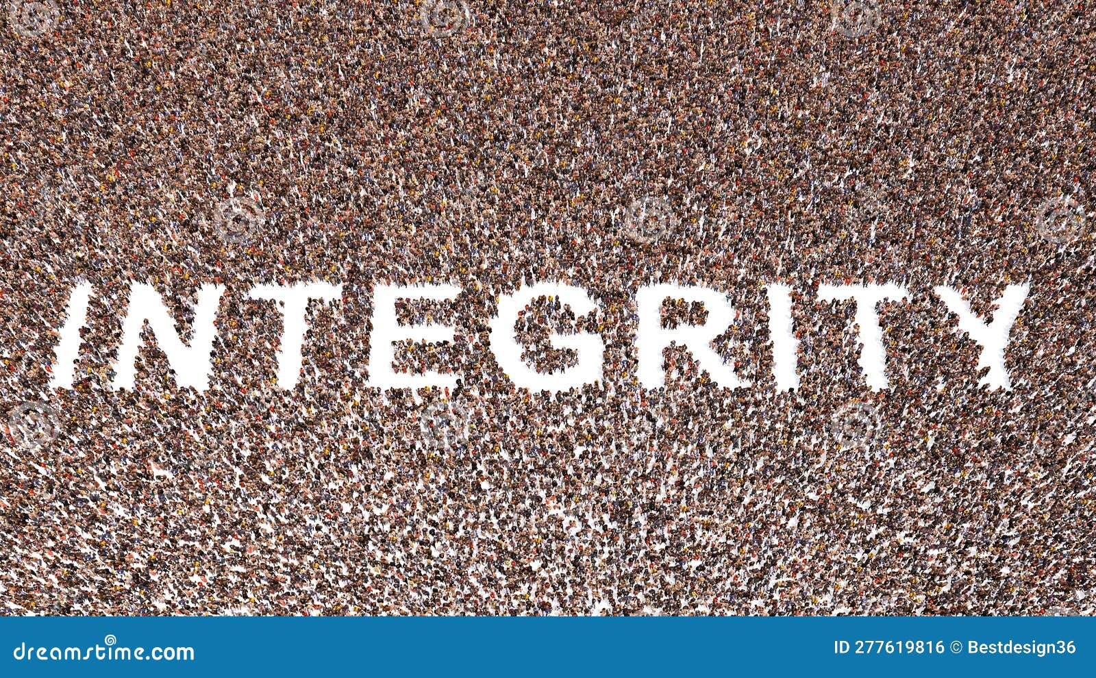 Large Community of People Forming the the Word INTEGRITY . 3d ...