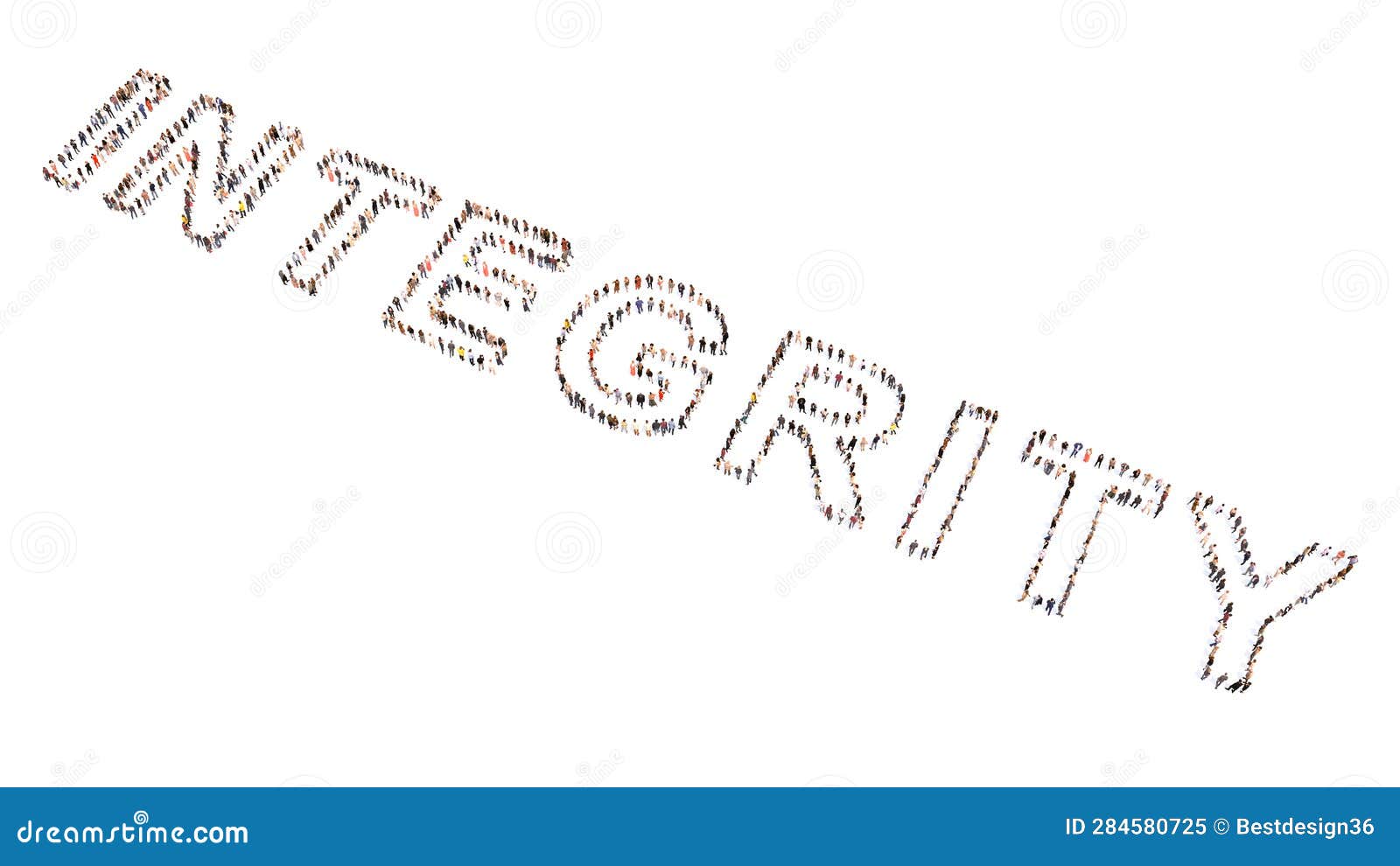 Large Community of People Forming the the Word INTEGRITY . 3d ...