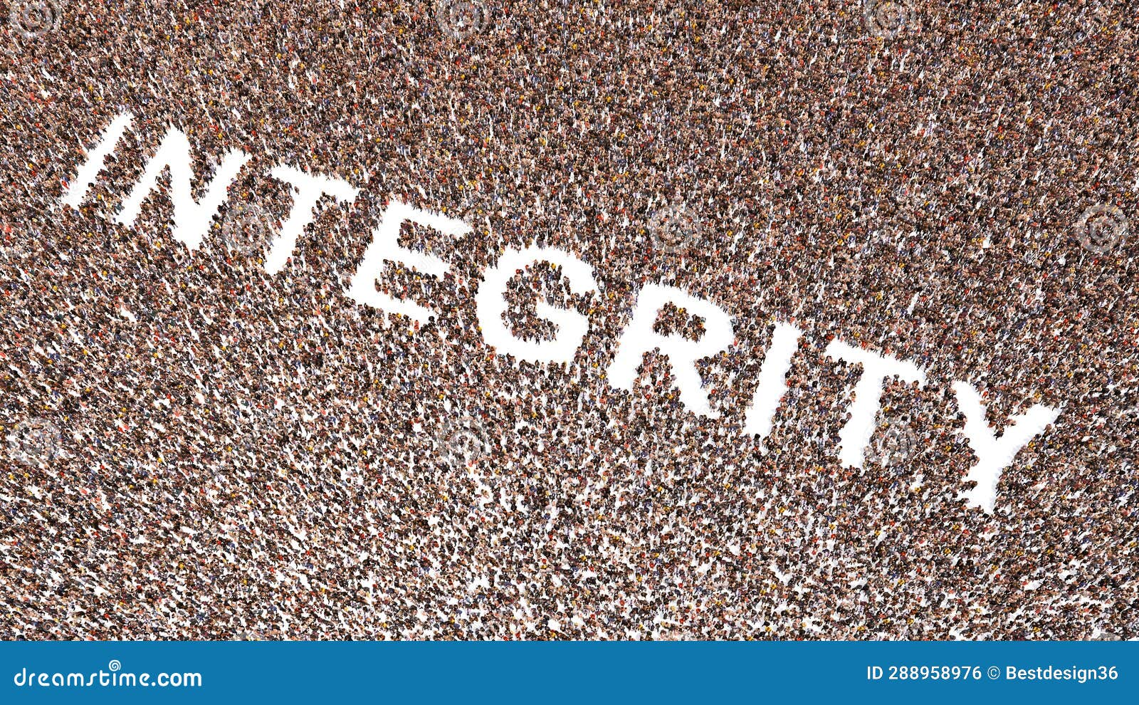 Large Community of People Forming the the Word INTEGRITY . 3d ...
