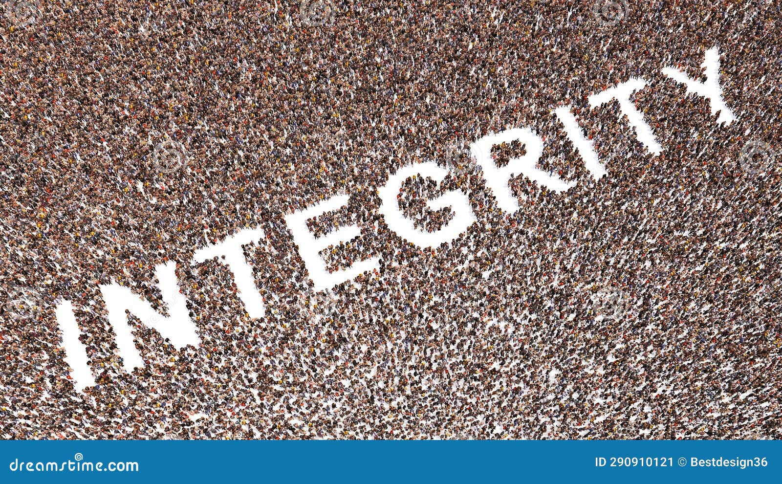 Large Community of People Forming the the Word INTEGRITY . 3d ...