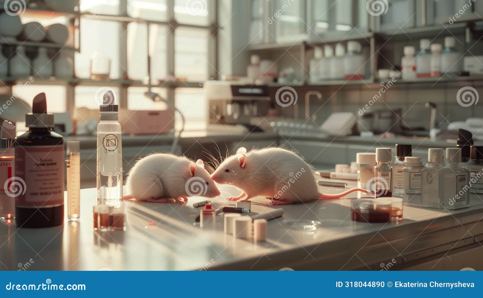 The Concept of Conducting Experiments on Animals. Two White Mice are ...