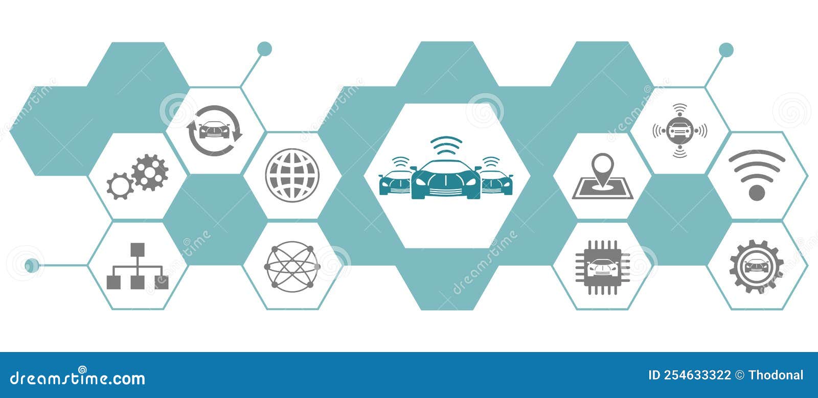 Concept of connected cars stock illustration. Illustration of icon ...