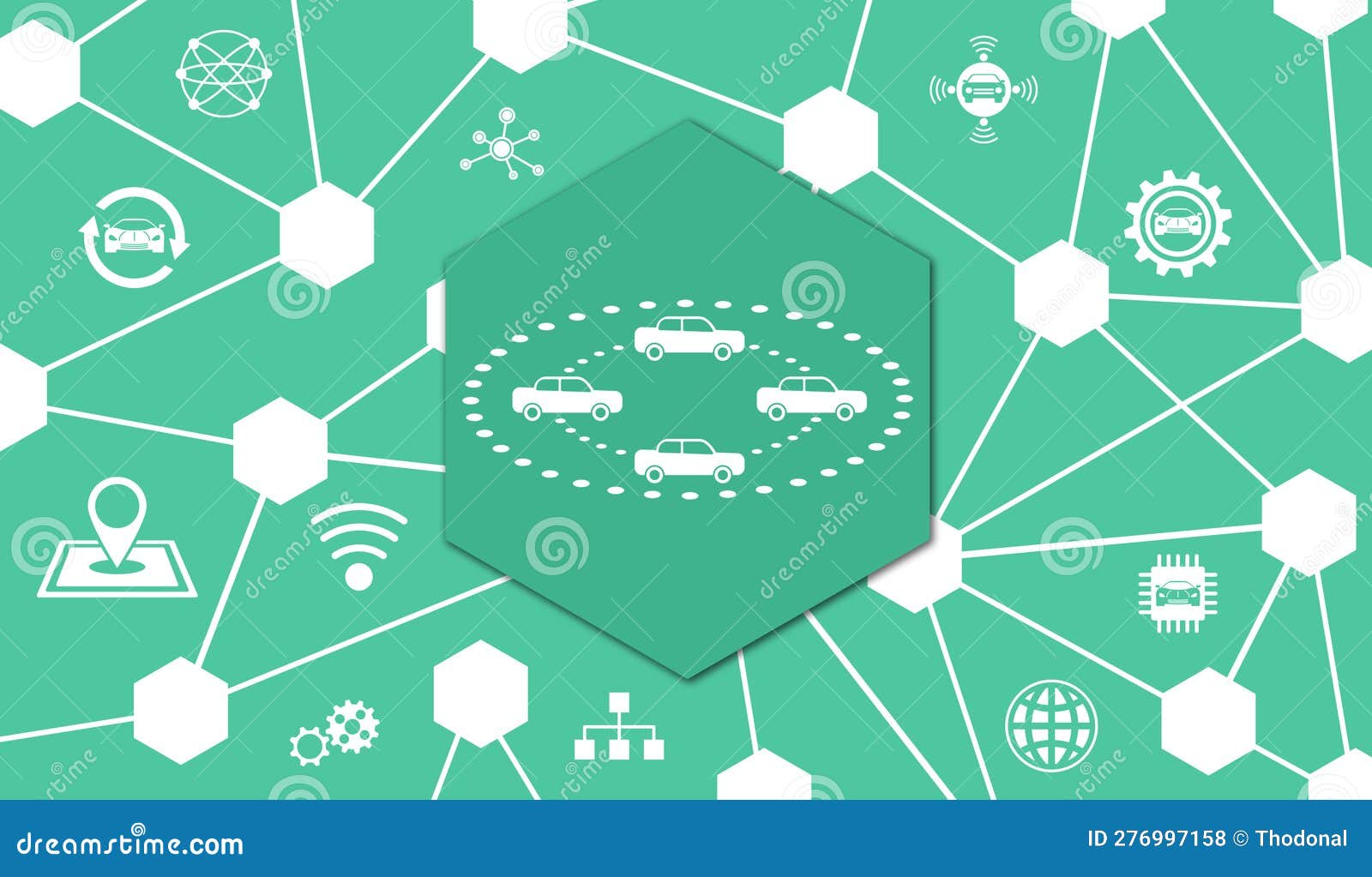 Concept of connected cars stock illustration. Illustration of circuit ...