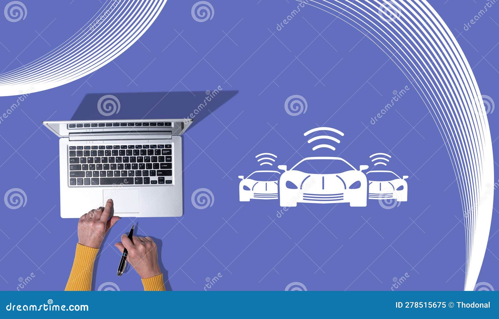Concept of connected cars stock illustration. Illustration of self ...