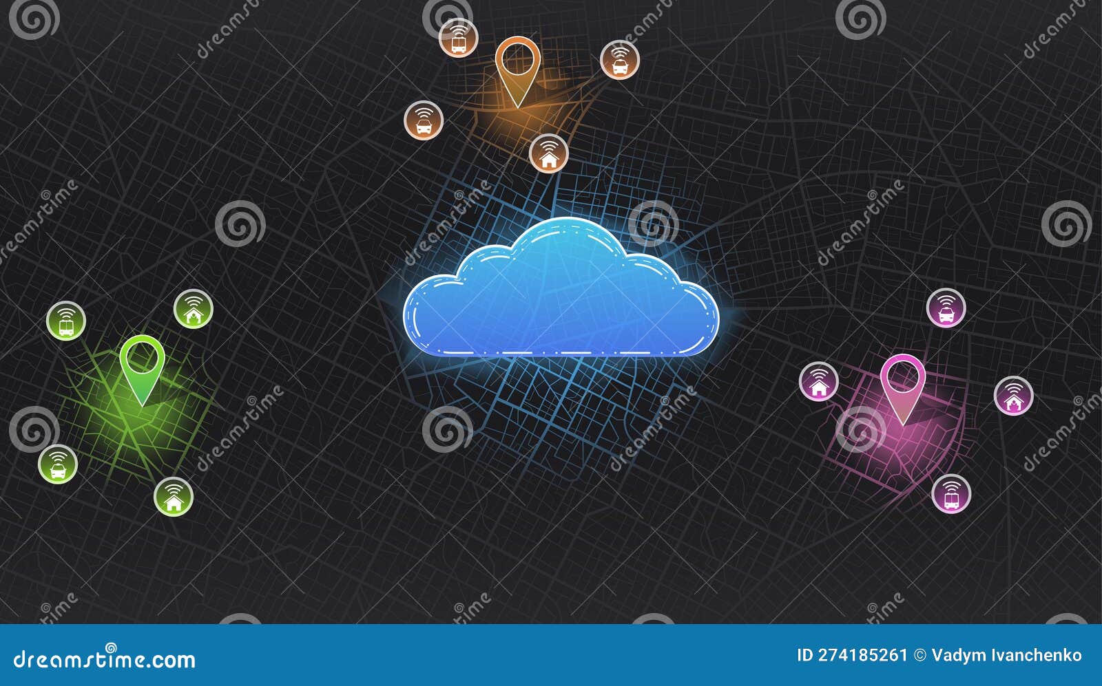 Concept for Connected Devices. Ride Sharing Service. Location Tracks ...