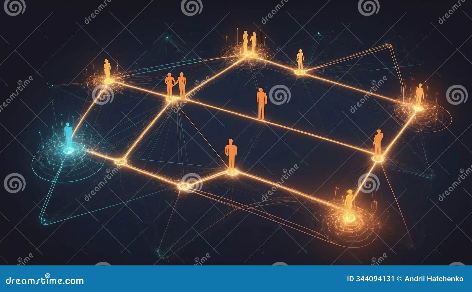 Concept of Connection Visualized As Glowing Lines Linking Human Figures ...
