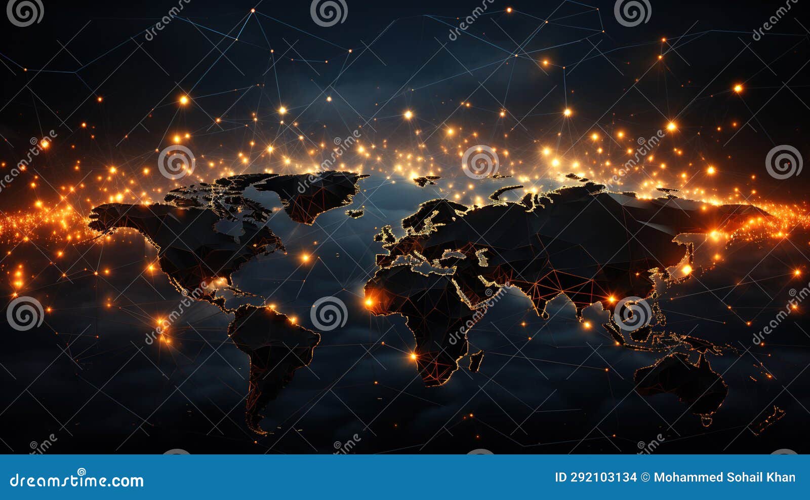 The Concept of Connectivity and Networking Digital World Map Background ...