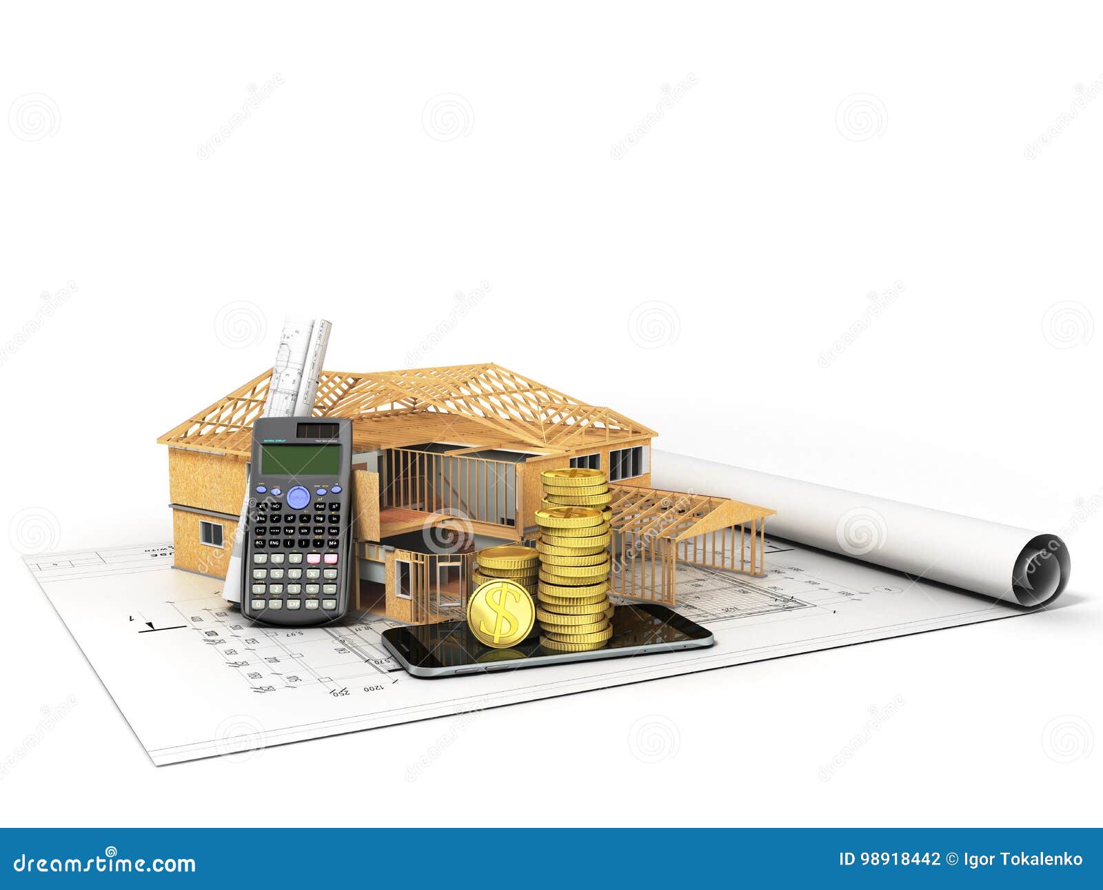Concept of Construction Calculations Home Construction Money 3d Stock ...
