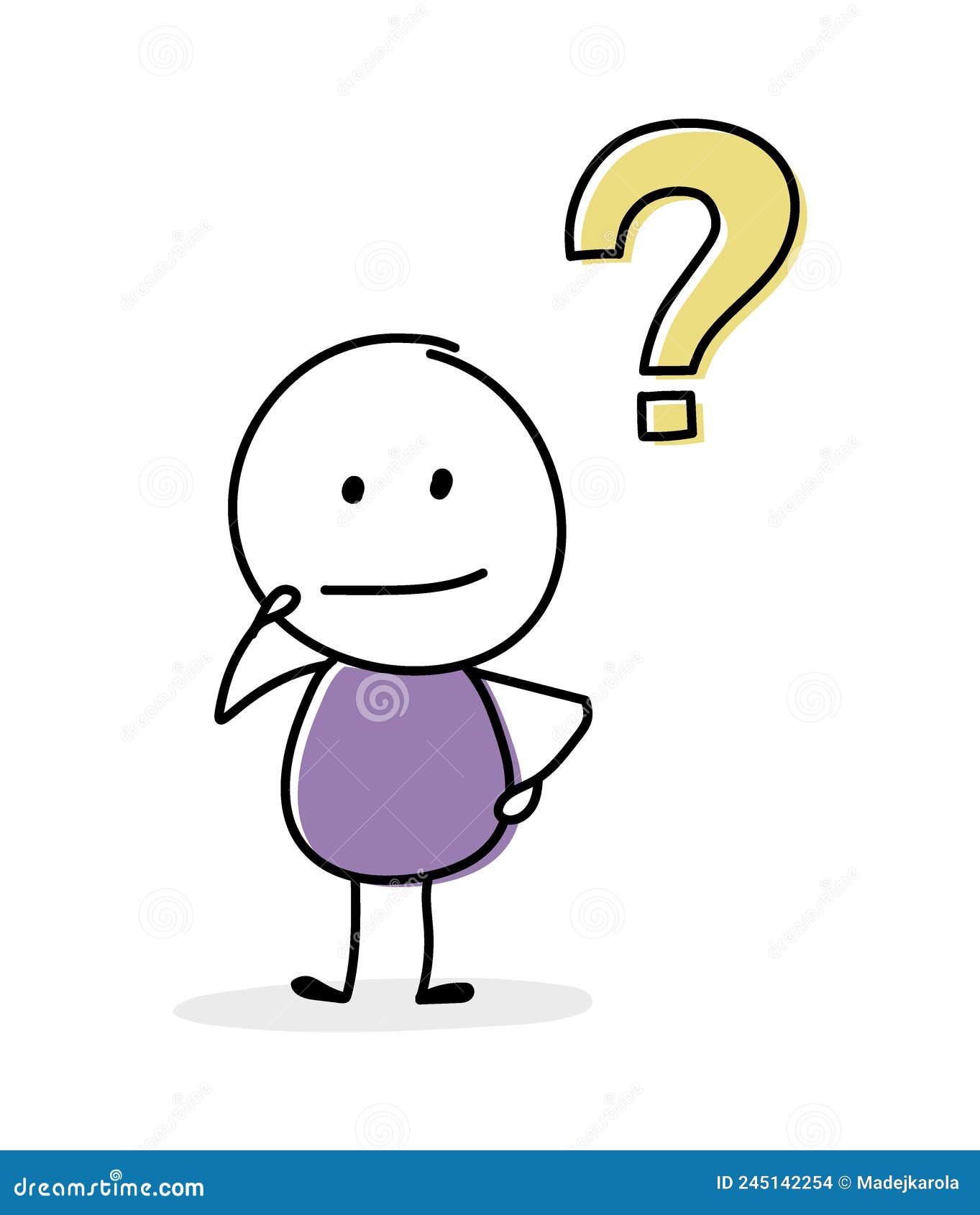 Concept of Contemplating Stickman with Question Mark Icon. Vector Stock ...