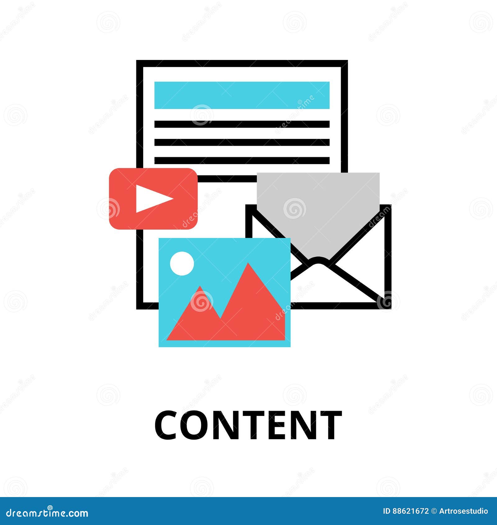 Concept of Content, Vector Illustration Stock Vector - Illustration of ...