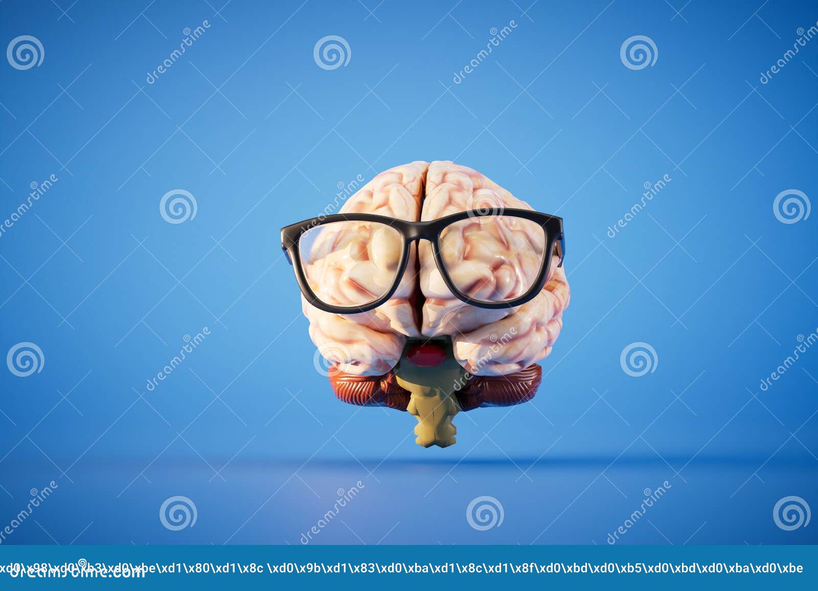 The Concept of Continuous Learning. Brain with Glasses on a Blue ...