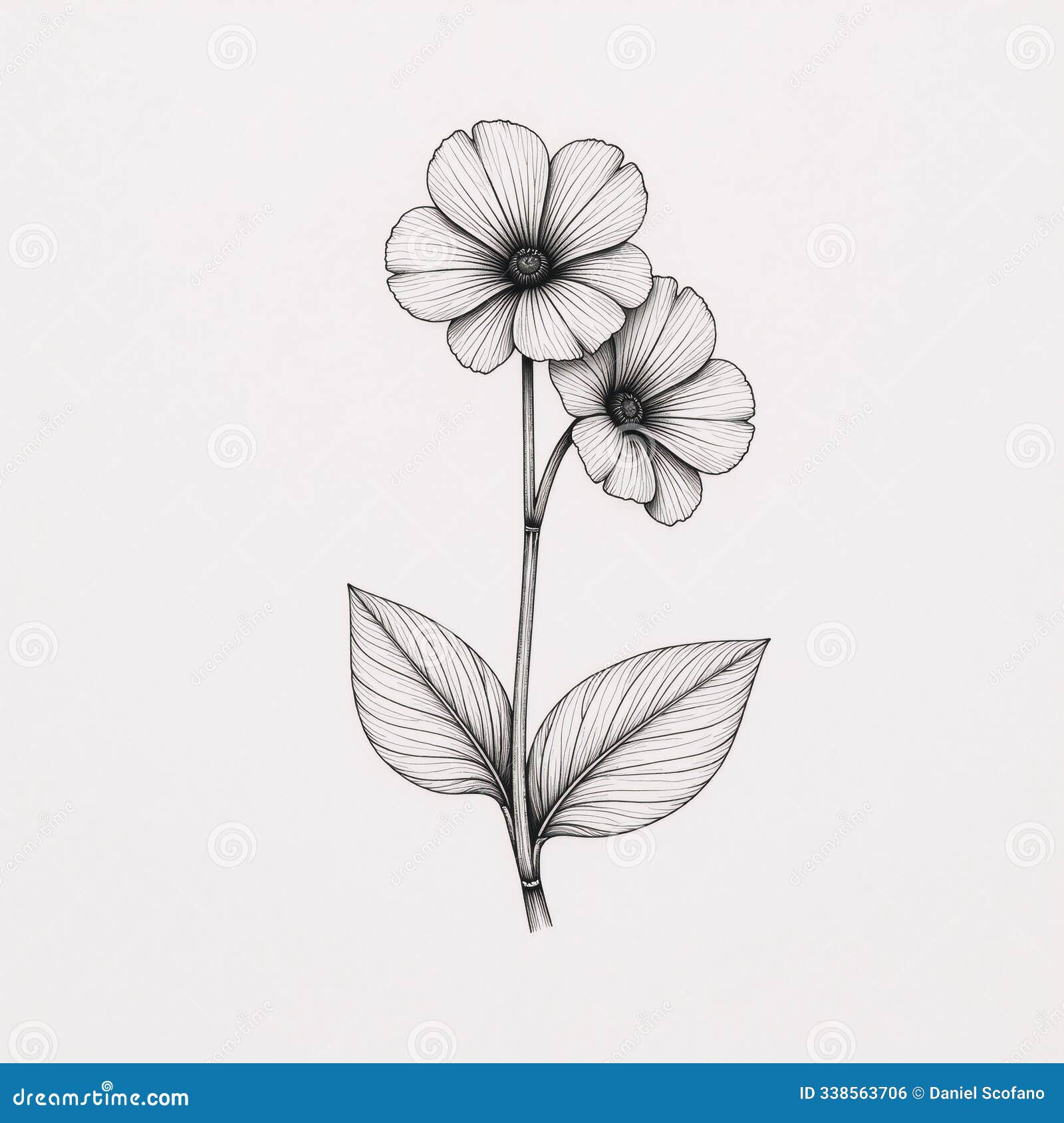 Continuous Lineart Illustration Showcasing an African Violet Presented ...