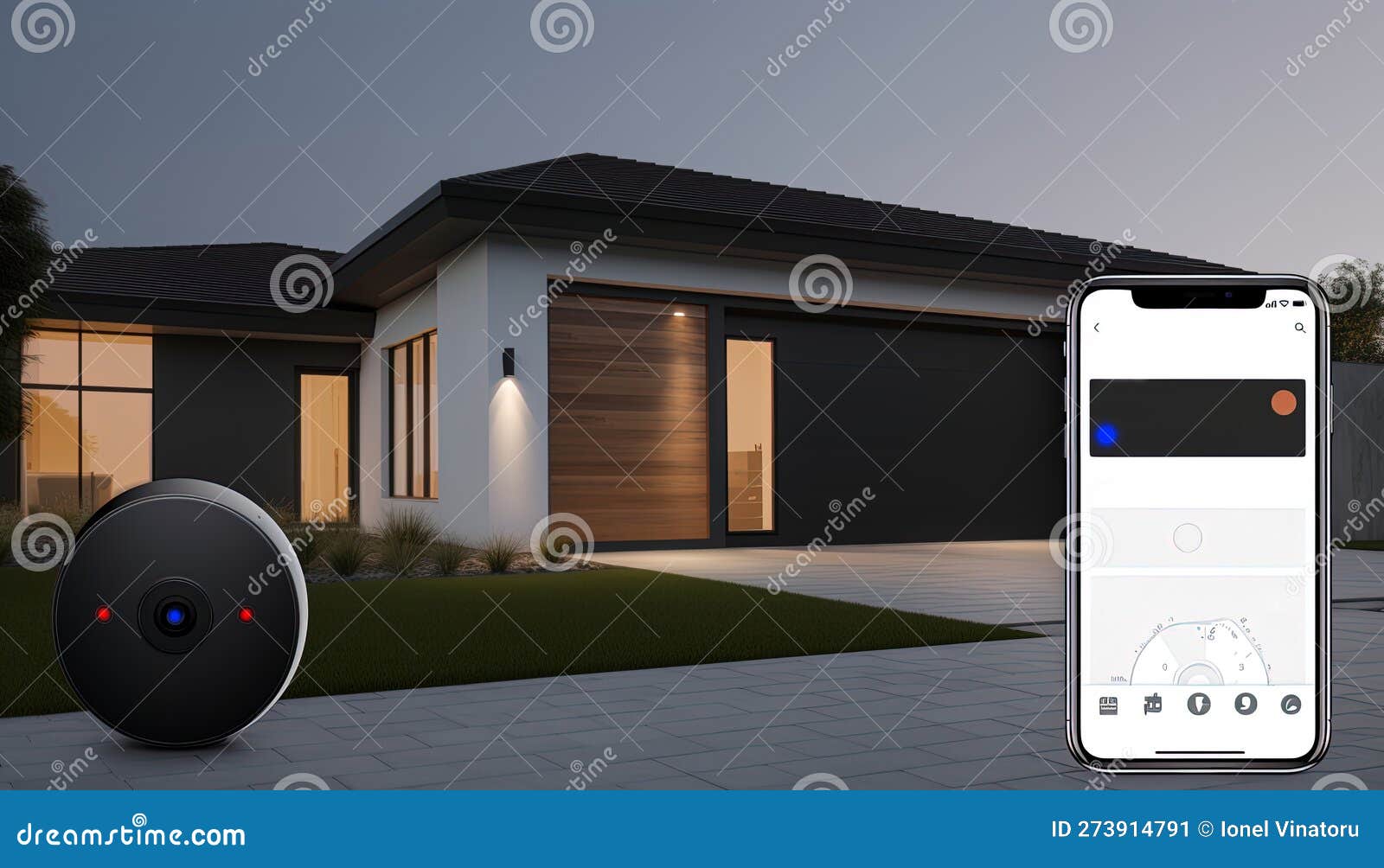 Smart Home Technology Concept. Mobile Connect with Security Camera ...
