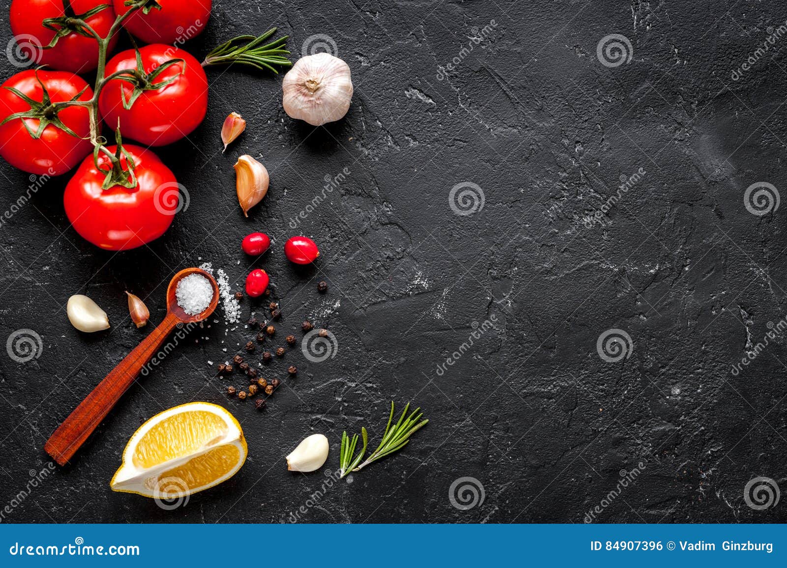 Concept Cook Work on Dark Background Top View Mock Up Stock Photo ...
