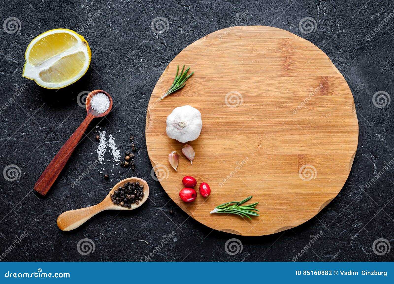 Concept Cook Work on Dark Background Top View Mock Up Stock Photo ...