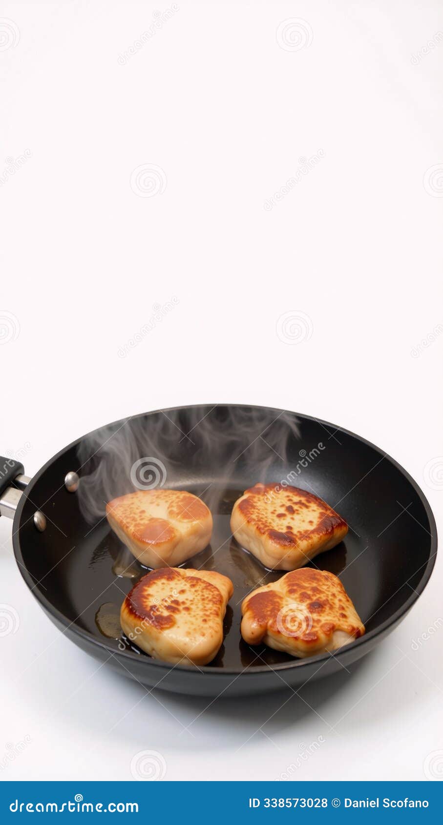 Cooked Meat on a White Background Using a Frying Pan Stock Illustration ...