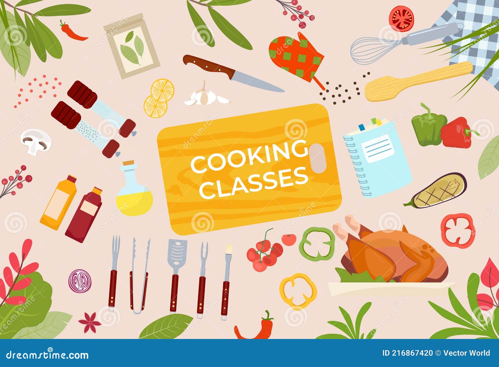Concept Cooking Classes Banner Layout Set, Text Font Phrase Cuisine ...