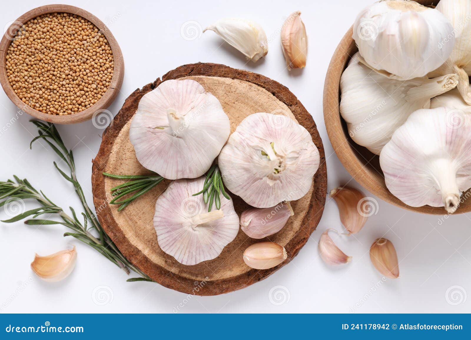 Concept of Cooking with Garlic, Top View Stock Photo - Image of bowl ...