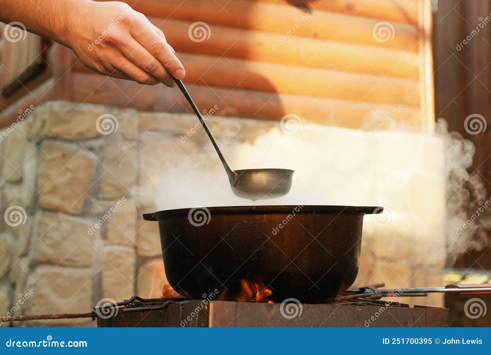 Concept of Cooking Soup on the Fire Stock Image - Image of traditional ...