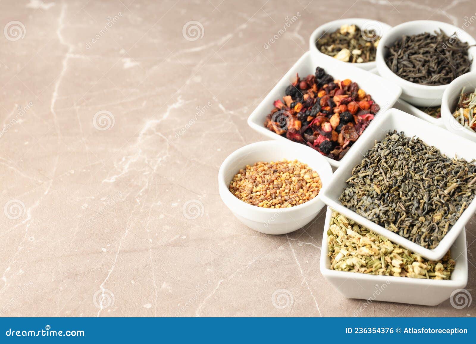 Concept of Cooking Tea with Different Types of Tea on Light Textured ...