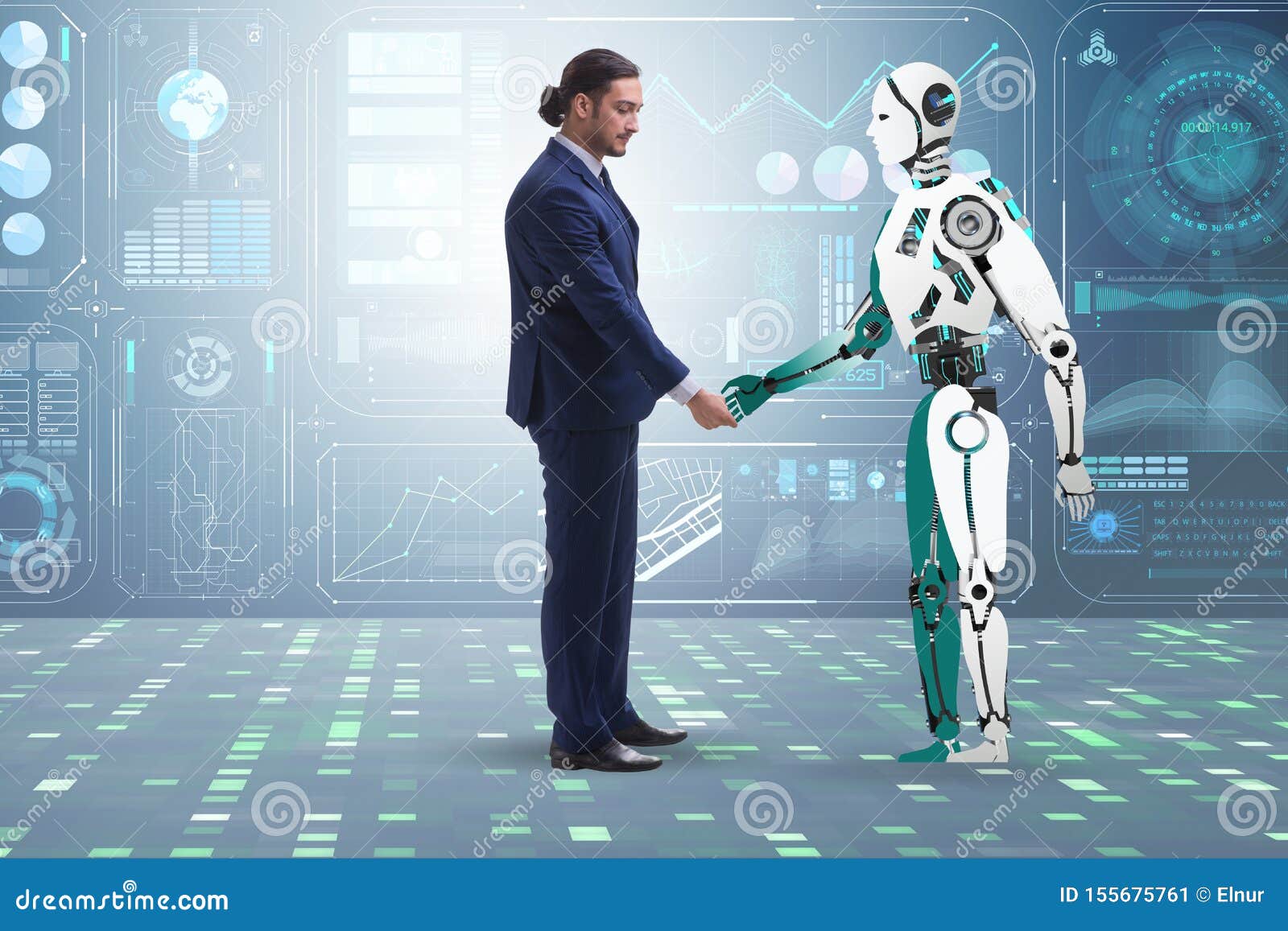 Concept of Cooperation between Humans and Robots Stock Image - Image of ...