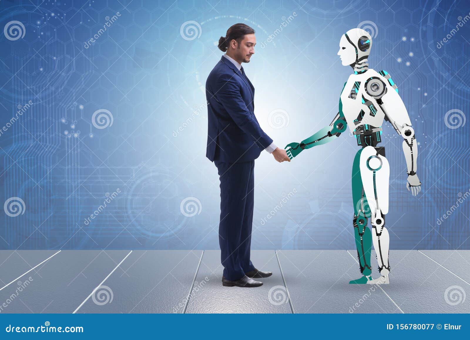 Concept of Cooperation between Humans and Robots Stock Image - Image of ...