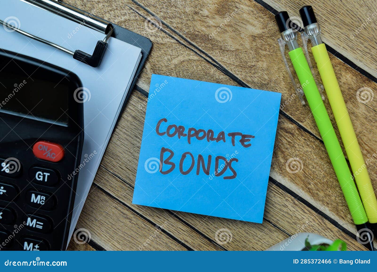 Concept of Corporate Bonds Write on Sticky Notes Isolated on Wooden ...