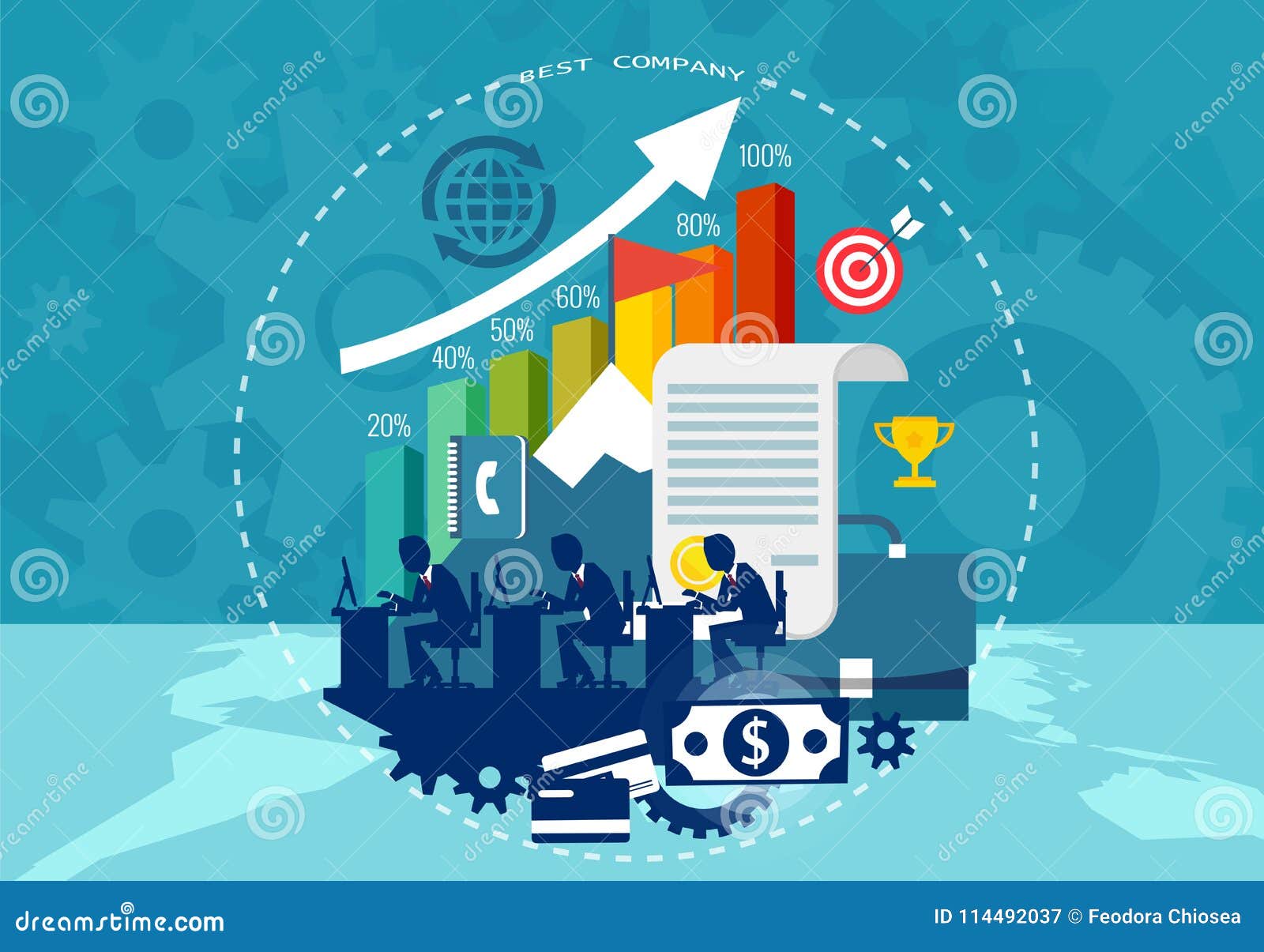 Concept of Corporate Success and Teamwork. Vector Illustration Stock ...