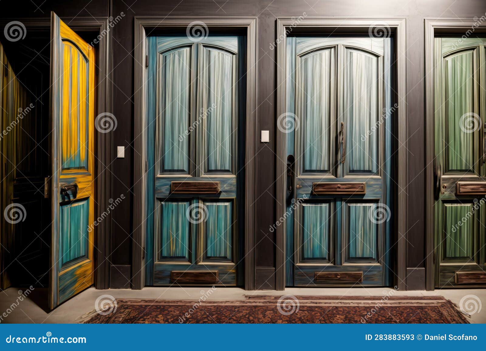 A Couple of Doors that are Next To Each Other. Generative AI Stock ...
