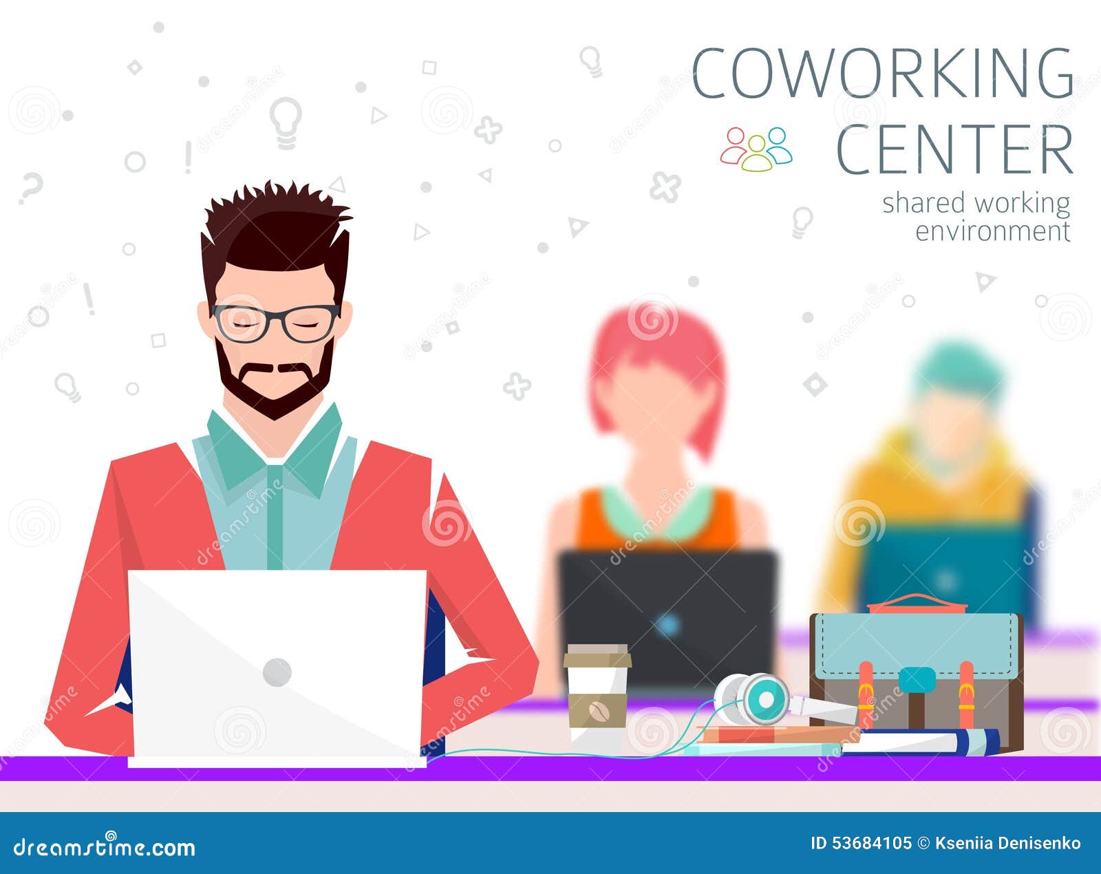Concept of the Coworking Center. Stock Vector - Illustration of ...