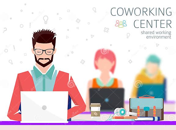 Concept of the Coworking Center. Stock Vector - Illustration of ...