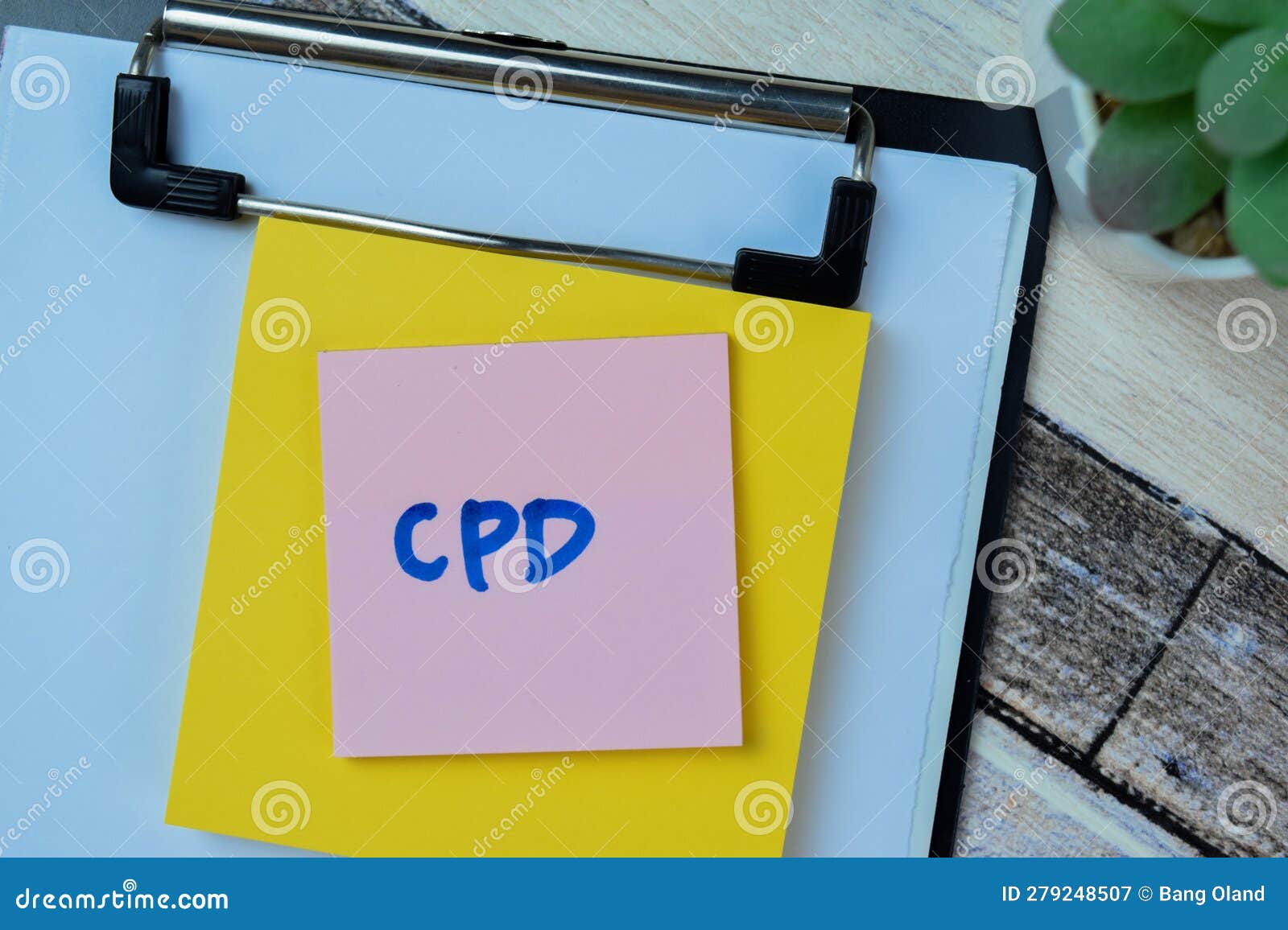 Concept of CPD Write on Sticky Notes Isolated on Wooden Table Stock ...