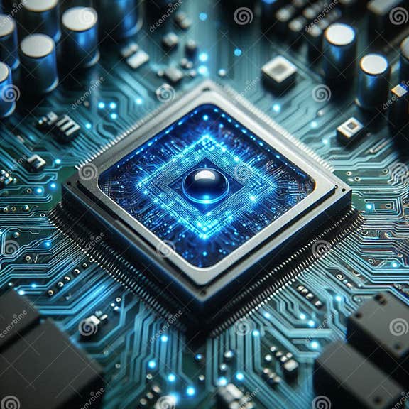 Concept CPU Microchip for AI and Data Network. Close-up View of Modern Chip GPU Card Stock ...