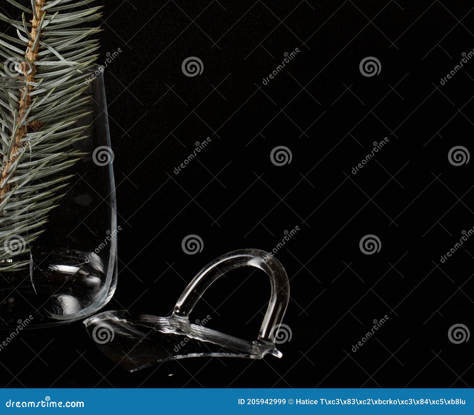 Concept Created with Shattered Glass Cup and Plants that Fell through ...