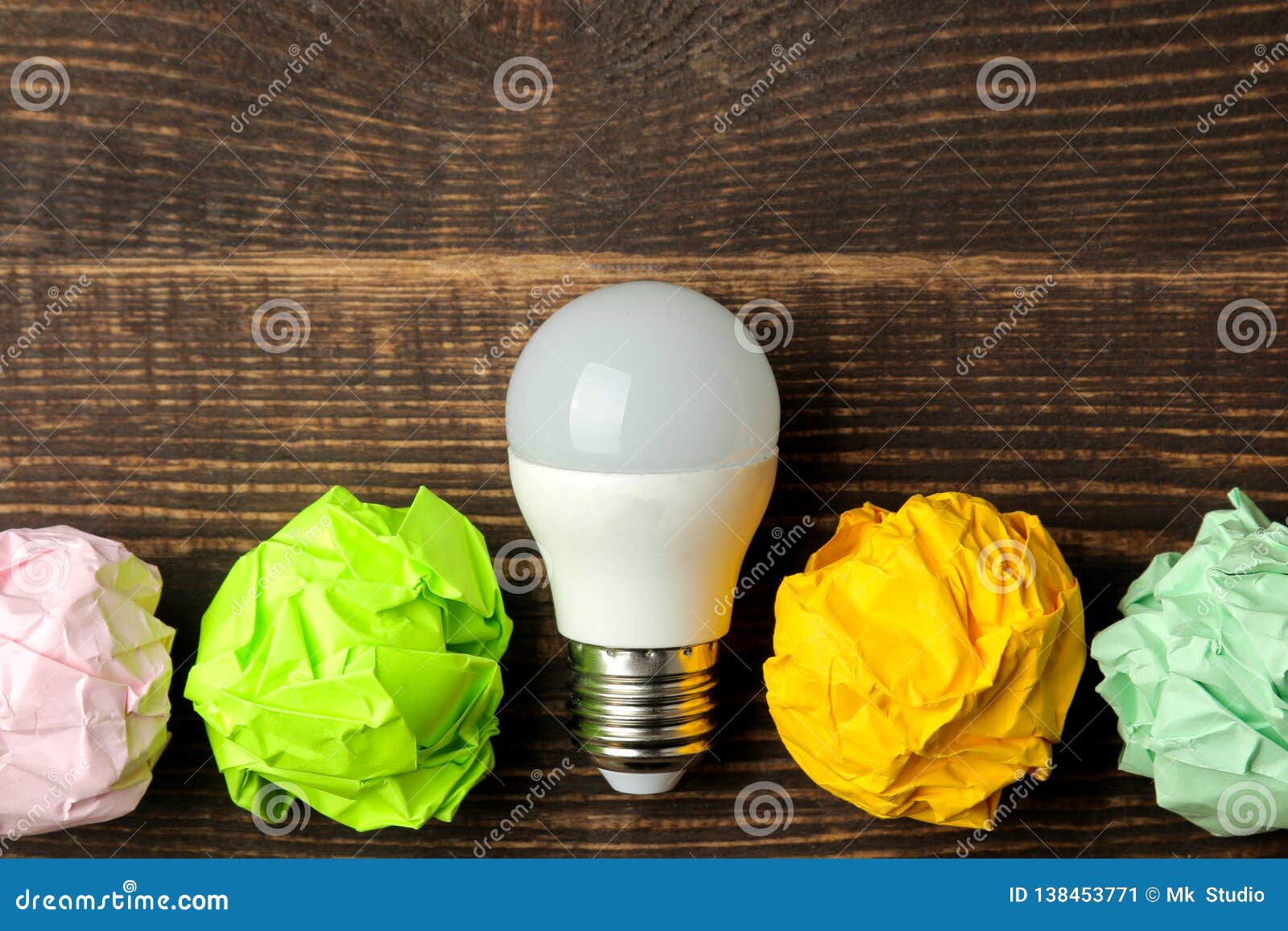 Concept Creative Idea. Concept of Creative Idea. Bulbs of Crumpled ...