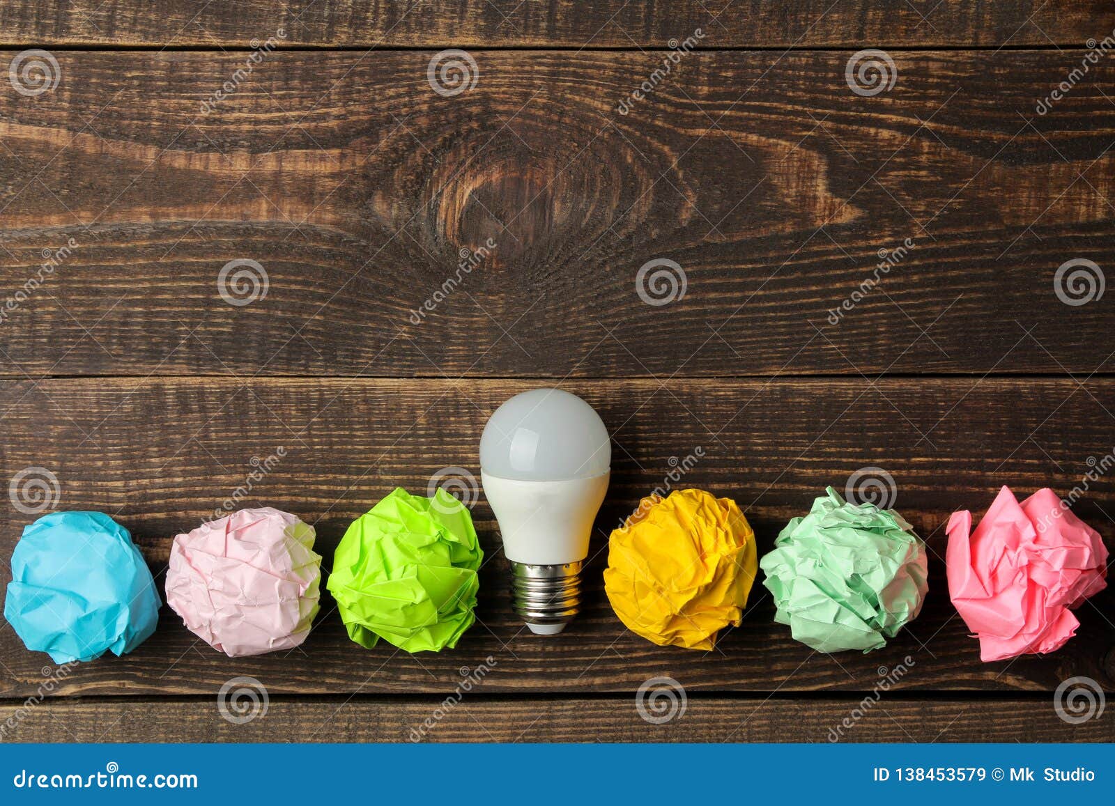 Concept Creative Idea. Concept of Creative Idea. Bulbs of Crumpled ...