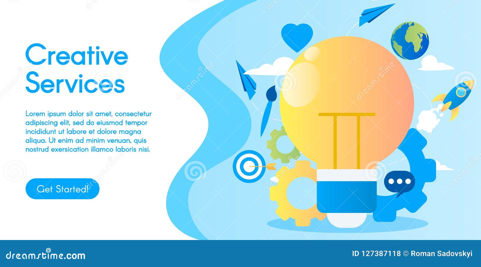 Concept of Creative Services, Vector Business Illustration in Flat ...