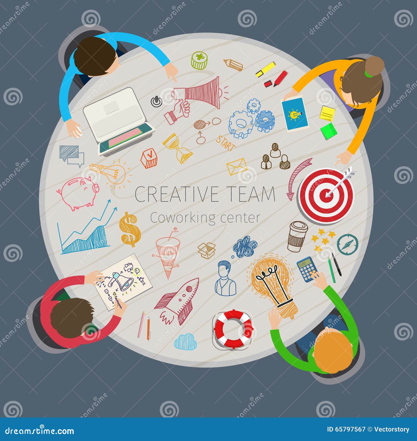 Concept of Creative Teamwork Stock Vector - Illustration of coworking ...