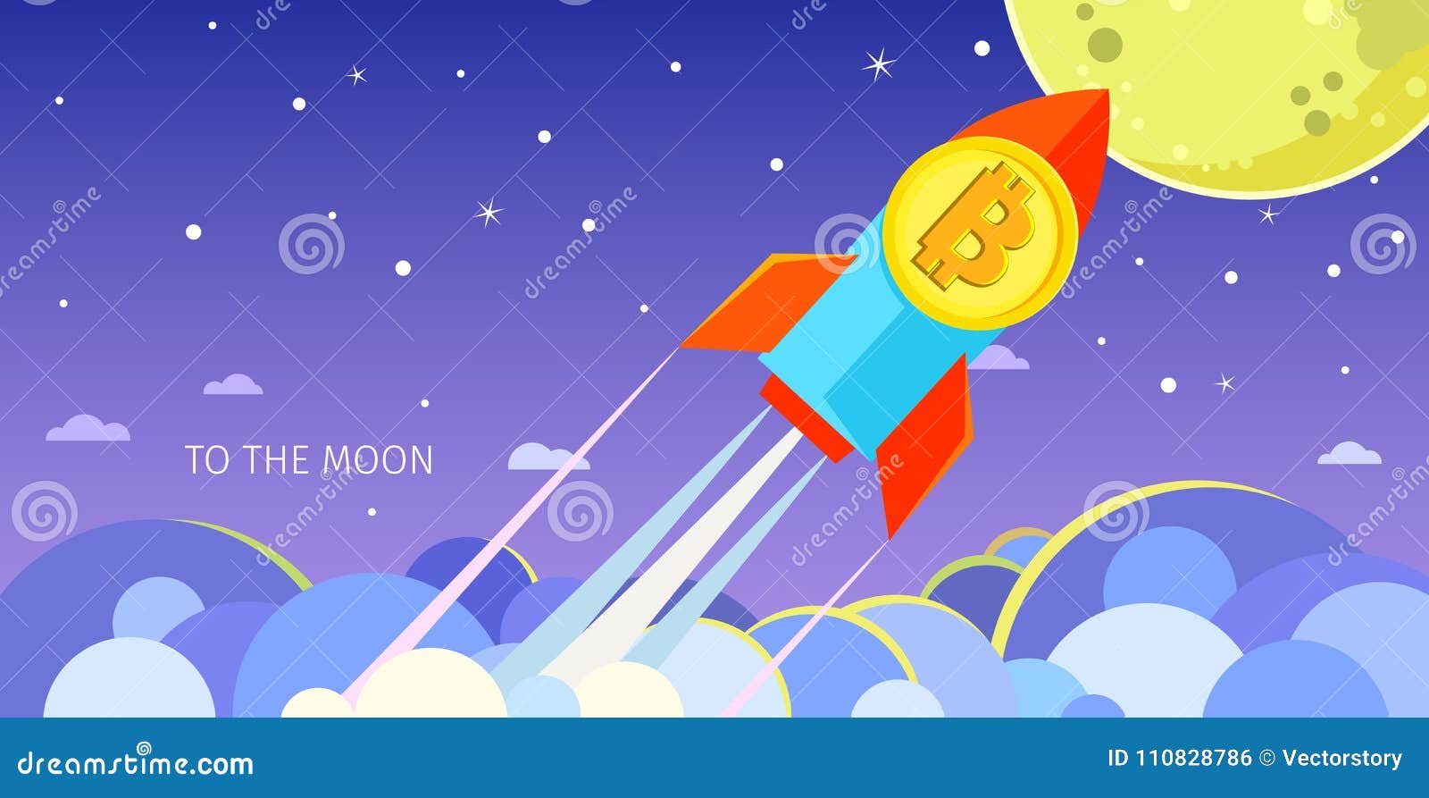 Concept of Crypto-currency. Rocket Flying To the Moon with Bitcoin Icon ... Concept of Crypto-currency. Rocket Flying To the Moon with Bitcoin Icon ...