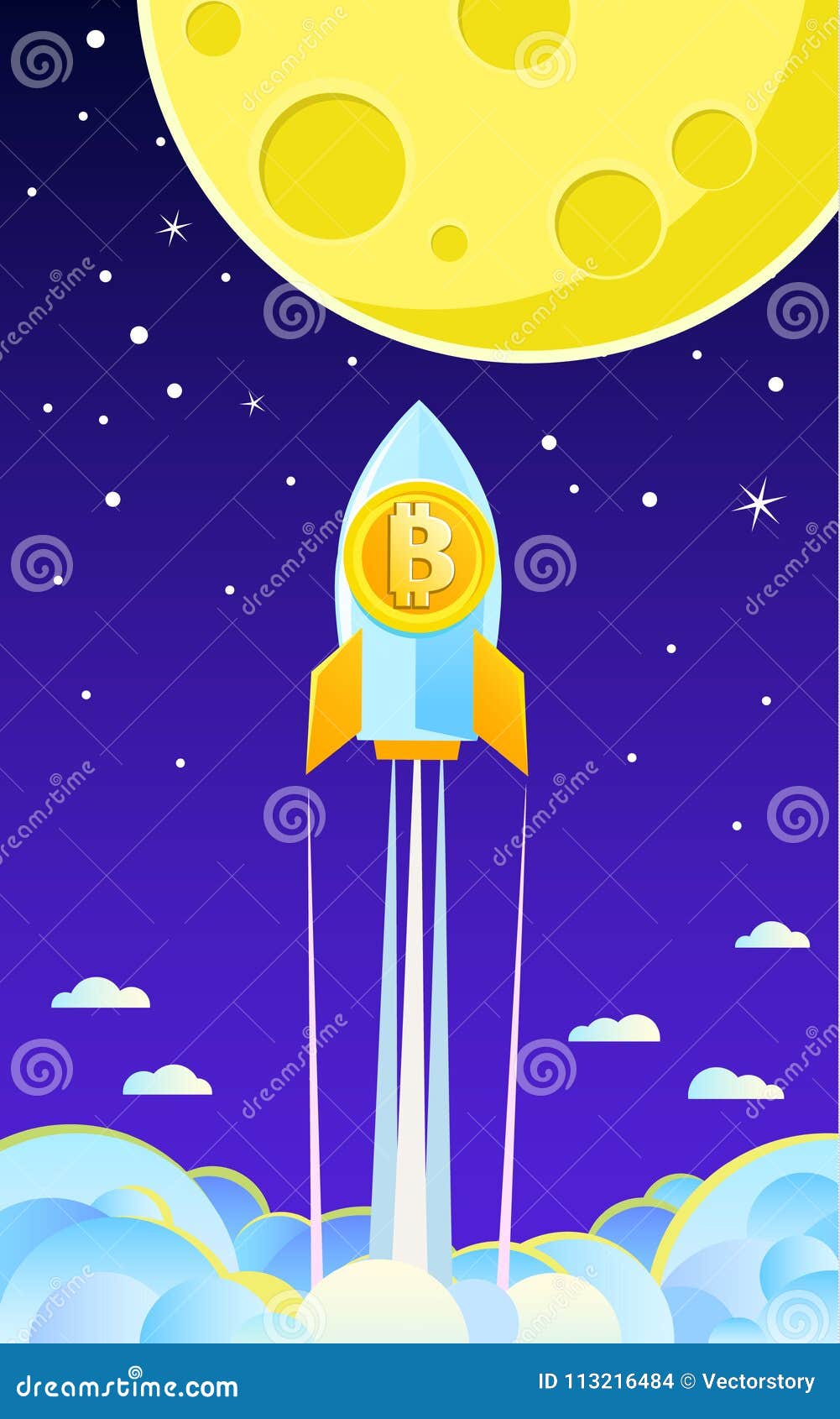 Concept of Crypto-currency. Rocket Flying To the Moon with Bitcoin Icon ... Concept of Crypto-currency. Rocket Flying To the Moon with Bitcoin Icon ...
