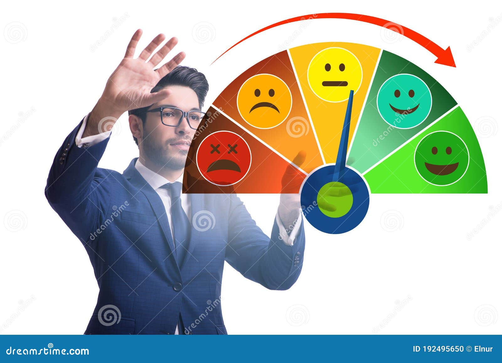 Concept of Customer Satisfaction with Meter Stock Photo - Image of face ...