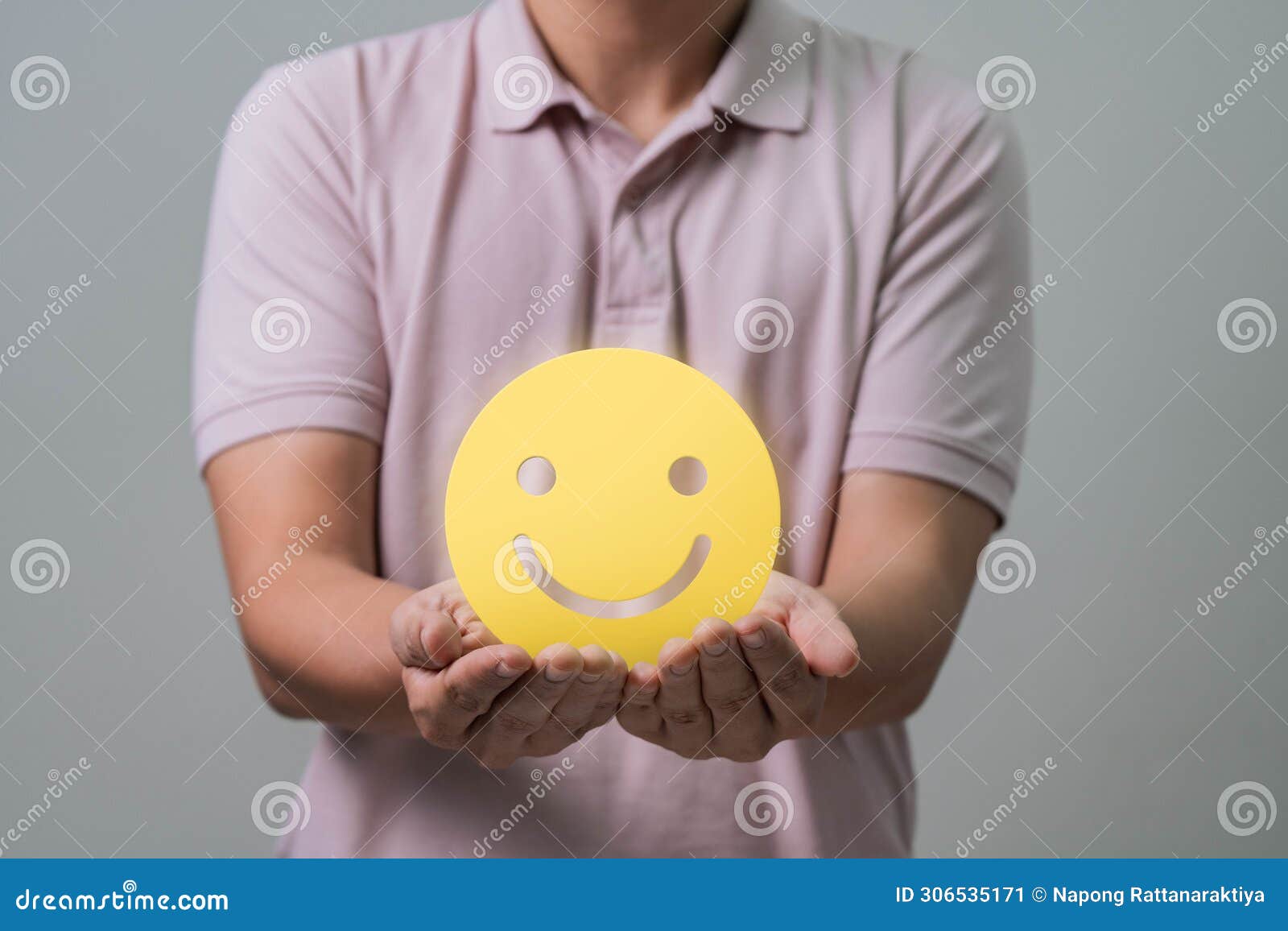 Concept of Customer Satisfaction Surveys. Hand of Client Show a ...