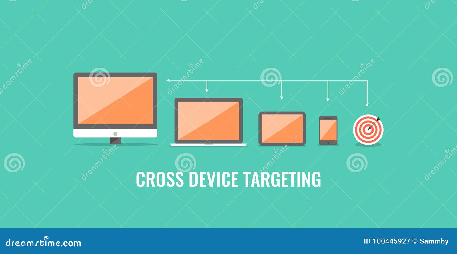 Cross Device Targeting - Digital Device Marketing. Flat Design Concept ...